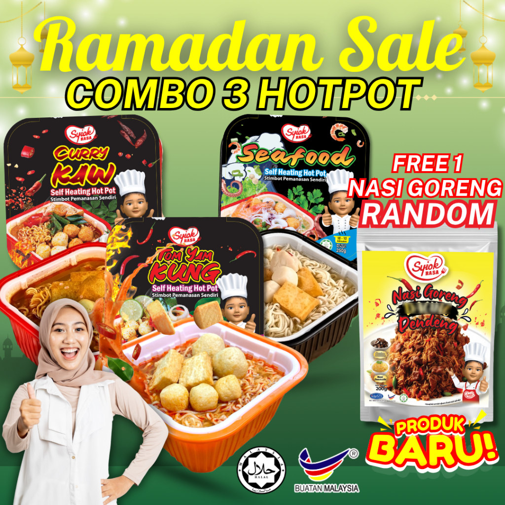 [3PCS COMBO SET] Syiok Rasa [MUSLIM PRODUCT] TomYam Kung/Curry Kaw/Soup ...