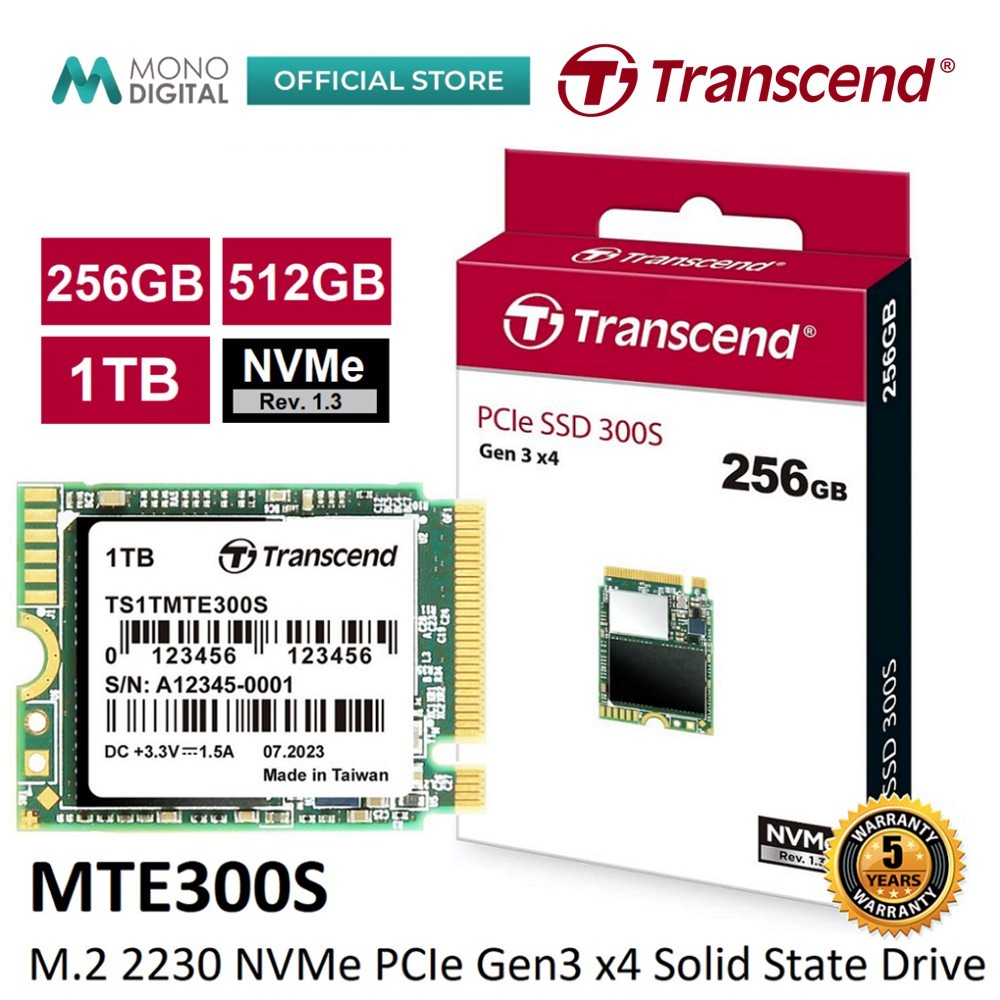 TRANSCEND INT SSD MTE300S NVME PCIE GEN 3X4 M.2 2230 INTERNAL SOLID ...