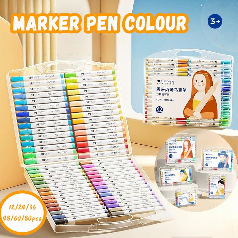 【🇲🇾24h】80/60/48/36/24/12 Colour Acrylic Paint Marker Permanent ...