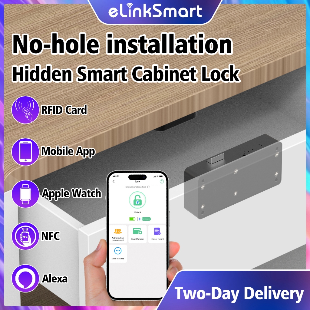 5 IN 1 Invisible Sensor Lock IC Card Drawer Digital Cabinet Lock ...