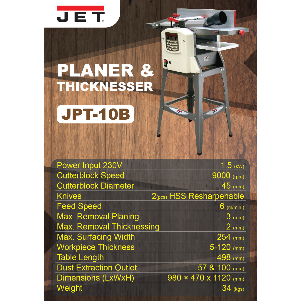[PROMO] JET JPT-10B Planer & Thicknesser – Heavy-Duty Dual Function ...