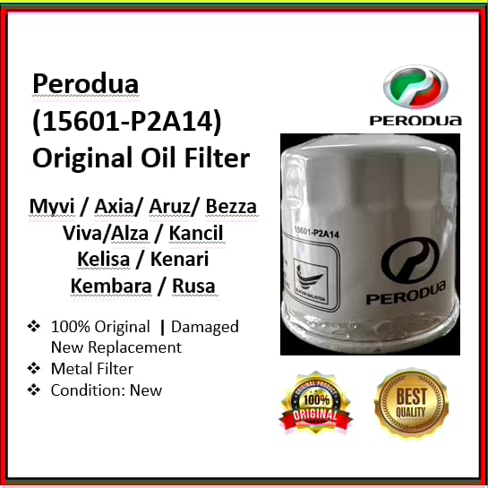 PERODUA ORIGINAL OIL FILTER(15601-P2A14)MYVI/AXIA/ARUZ/BEZZA/VIVA/ALZA ...