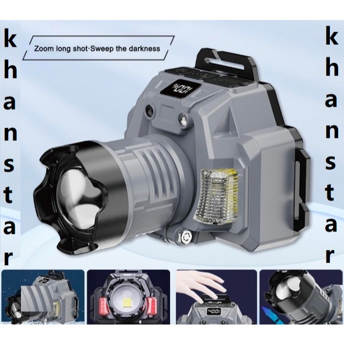 800W White laser LED digital display headlamp Rechargeable Outdoor ...