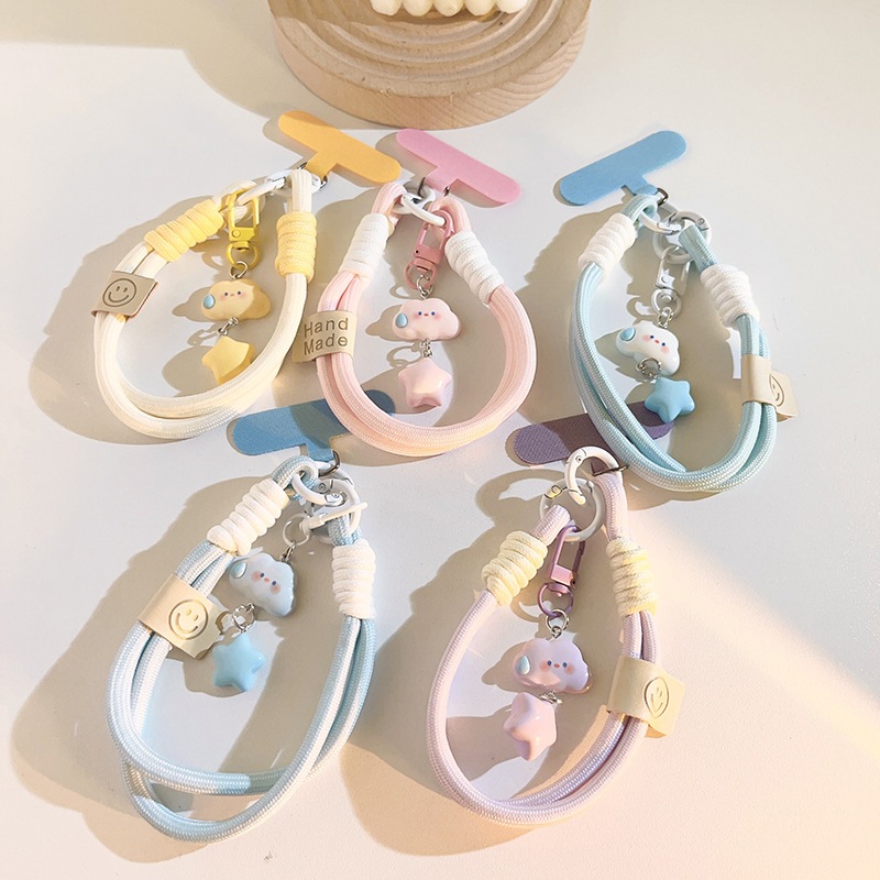 New Colourful Mobile Phone Strap Short Wrist Clouds Star Charm Keychain ...