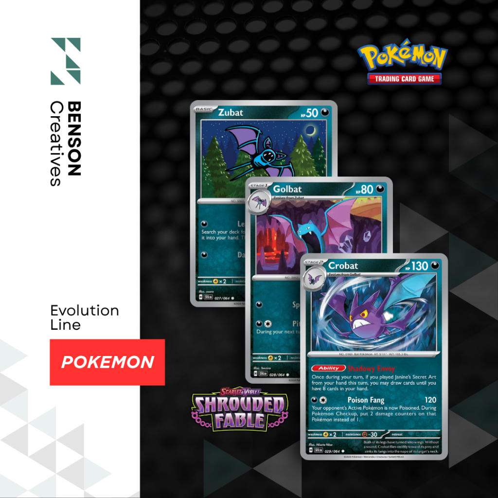 Zubat, Golbat, Crobat (Evolution Line) [Shrouded Fable] Pokémon TCG ...