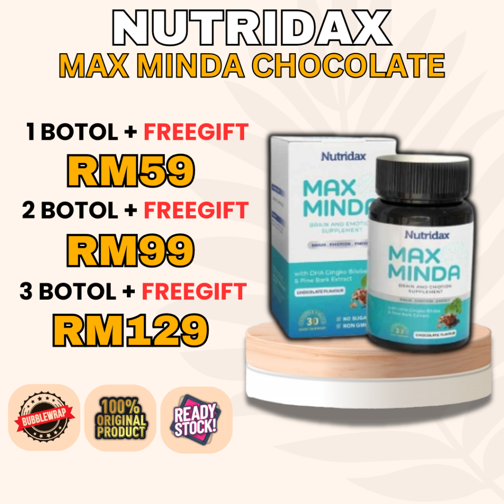 [100% ORIGINAL] NUTRIDAX MAX FOCUS MAX MINDA BRAIN AND EMOTION SUPPLEMENT CHOCOLATE FLAVOUR ...
