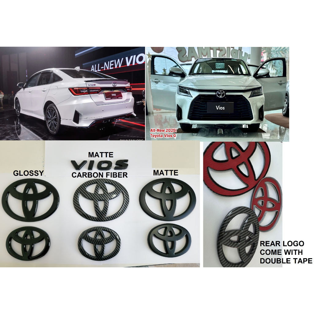Emblem vios 2025 toyota logo vios 2025 trd matte glossy black carbon ...