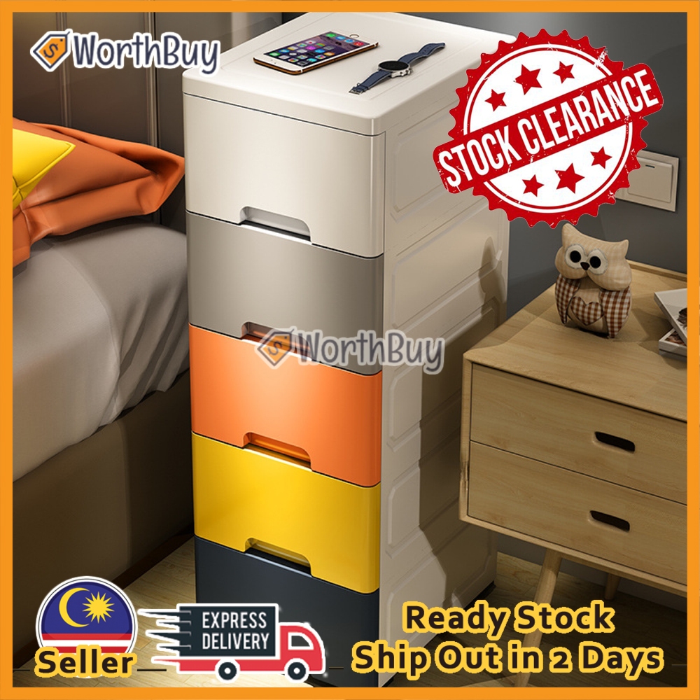 [Clearance] Worthbuy 30cm 5-6 tier Colorful Nordic Drawers Rolling ...