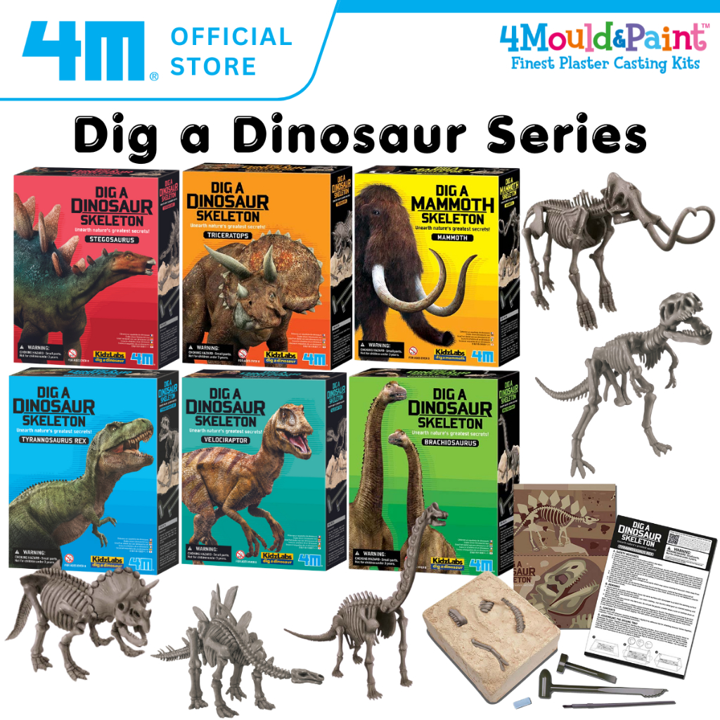 4M KidzLabs/ Dig a Dinosaur Skeleton Series Archeologist Toys - STEAM ...