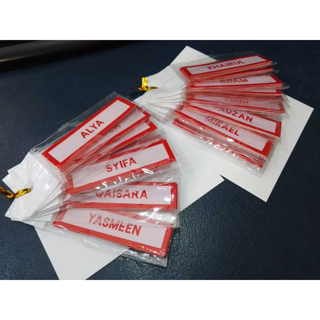 (Ready Stock) Nametag Murid Sulam Merah | Tanda Nama Murid Sulam Merah ...