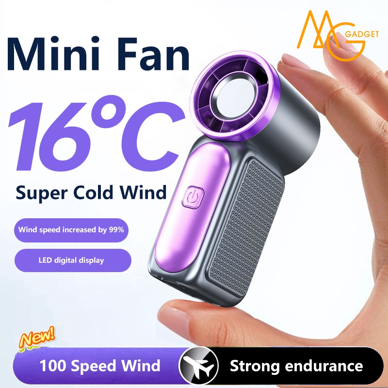 Kipas Mini Fan Portable Handheld Fan with LED Display 100 Speed ...