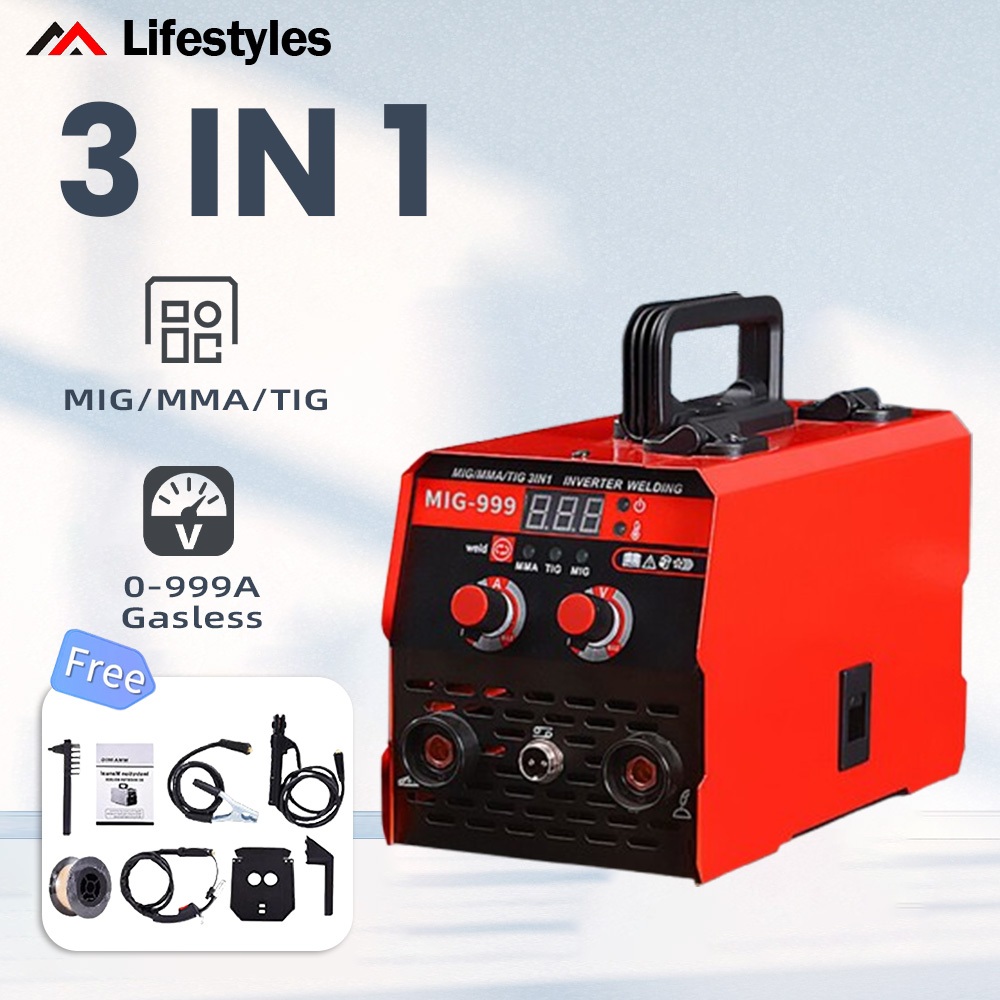 MIG Welding Machine Set Gasless Mesin Welding MIG/MMA/TIG 3IN1 Inverter ...