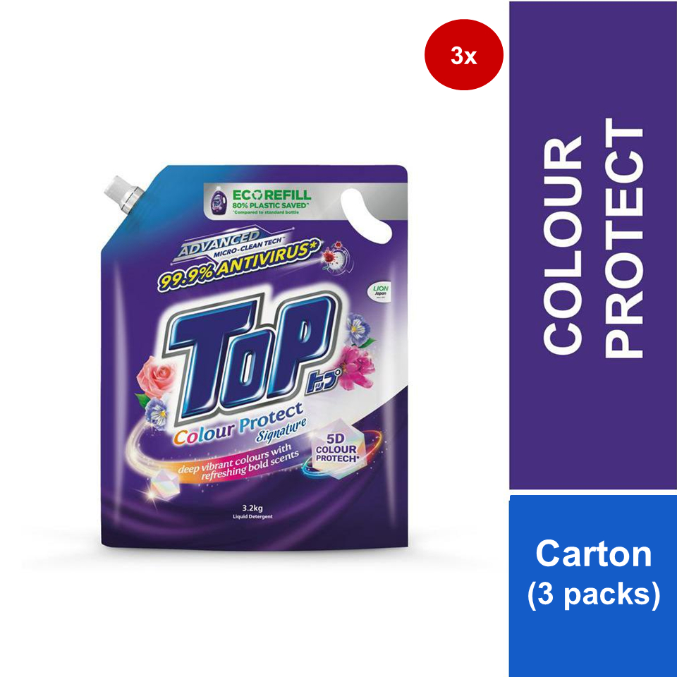 [Carton Deal] TOP Liquid Detergent Refill Colour Protect 3.2KG x3s ...
