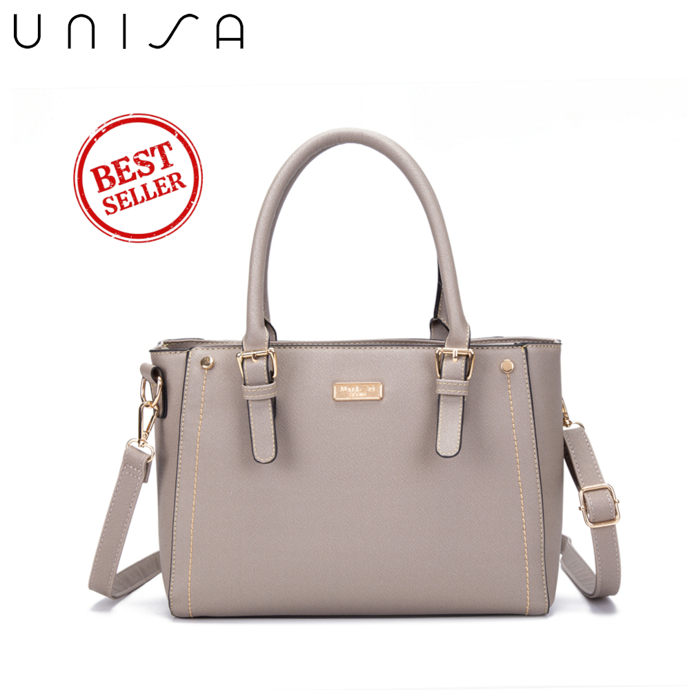 UNISA Saffiano Convertible Top Handle Bag (Black/Grey/Khaki/Taupe ...