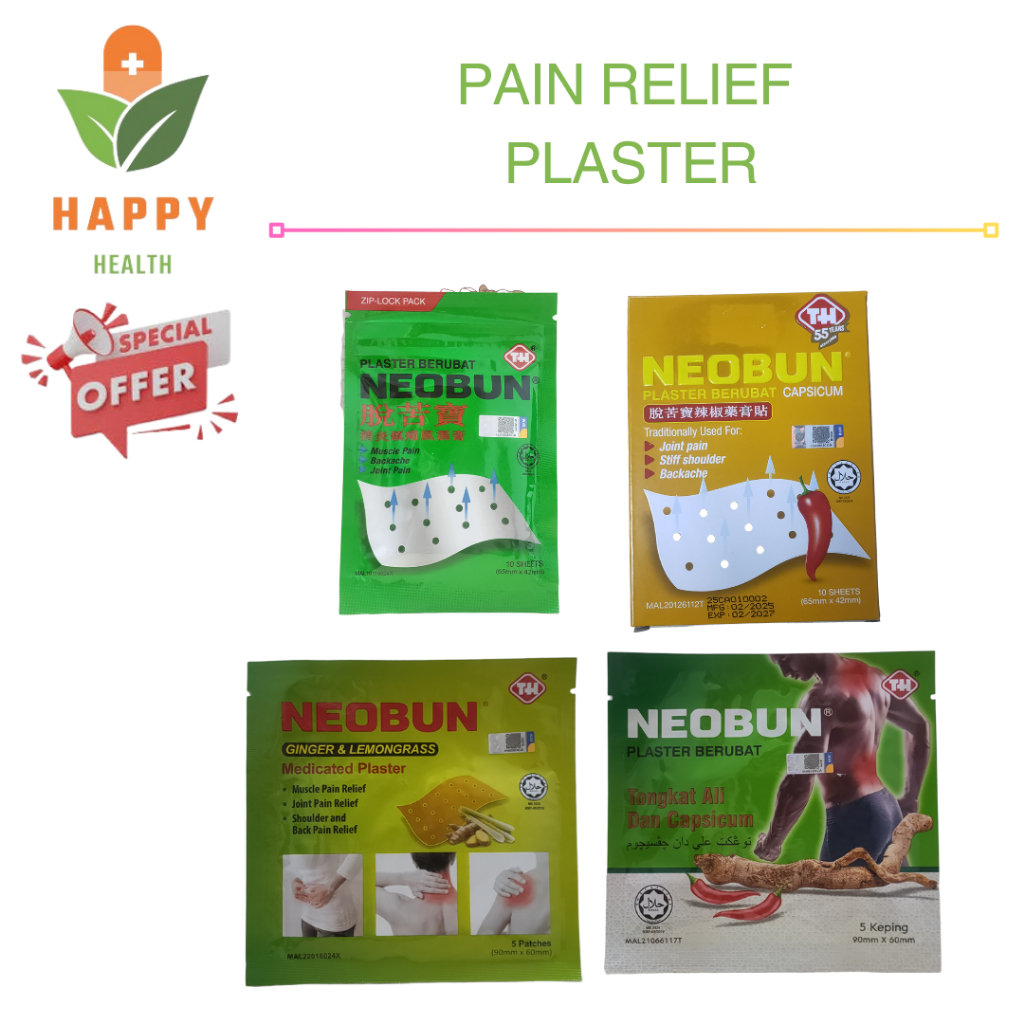 Neobun Plaster Berubat ( 5'S | 10'S ) - For Headache, Muscle & Joint ...