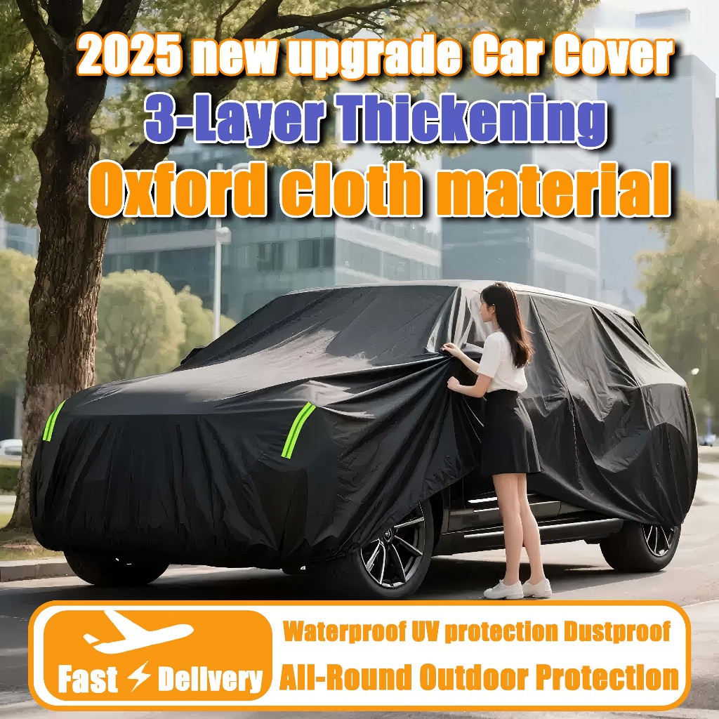 Penutup Kereta Hitam car cover Outdoor Protection Sarung Kereta 3-layer ...