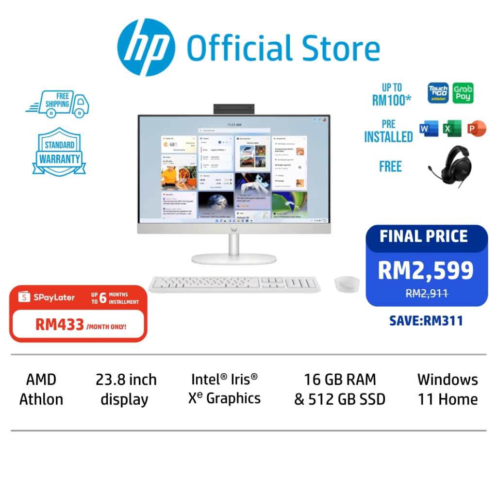 HP All-in-One 24-cr0012d PC / AMD Ryzen™ 5 processor / AMD Radeon ...