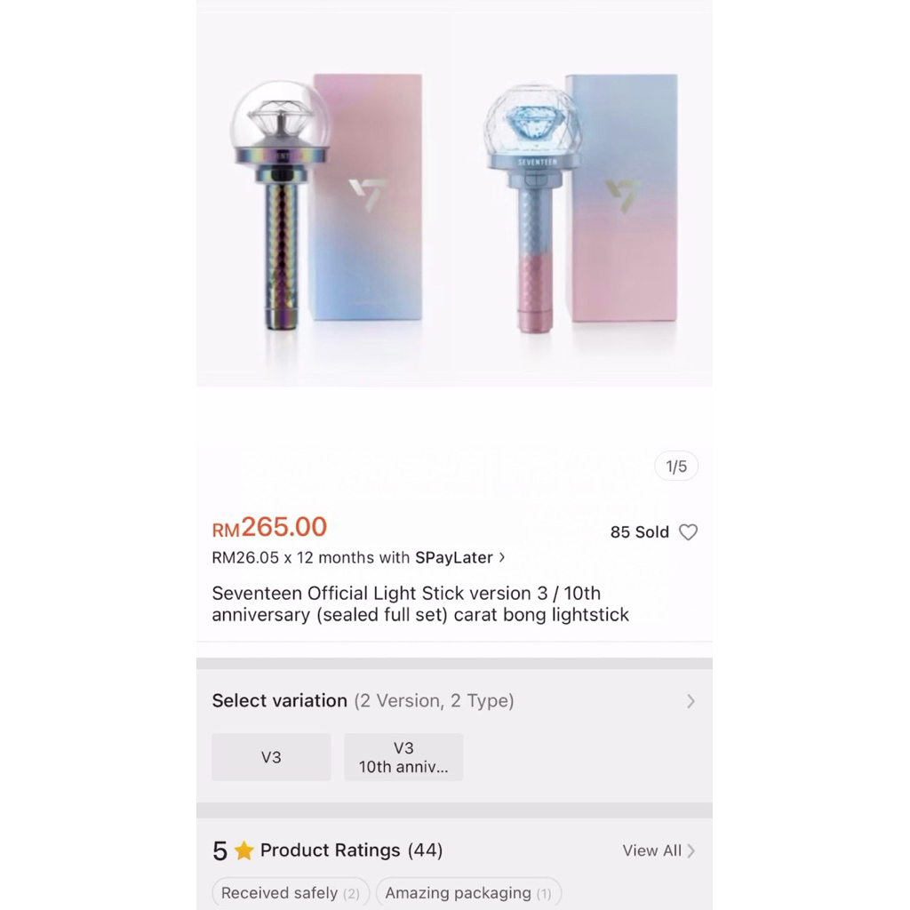 (ready stock) Seventeen official light stick version 3 / 10th ...