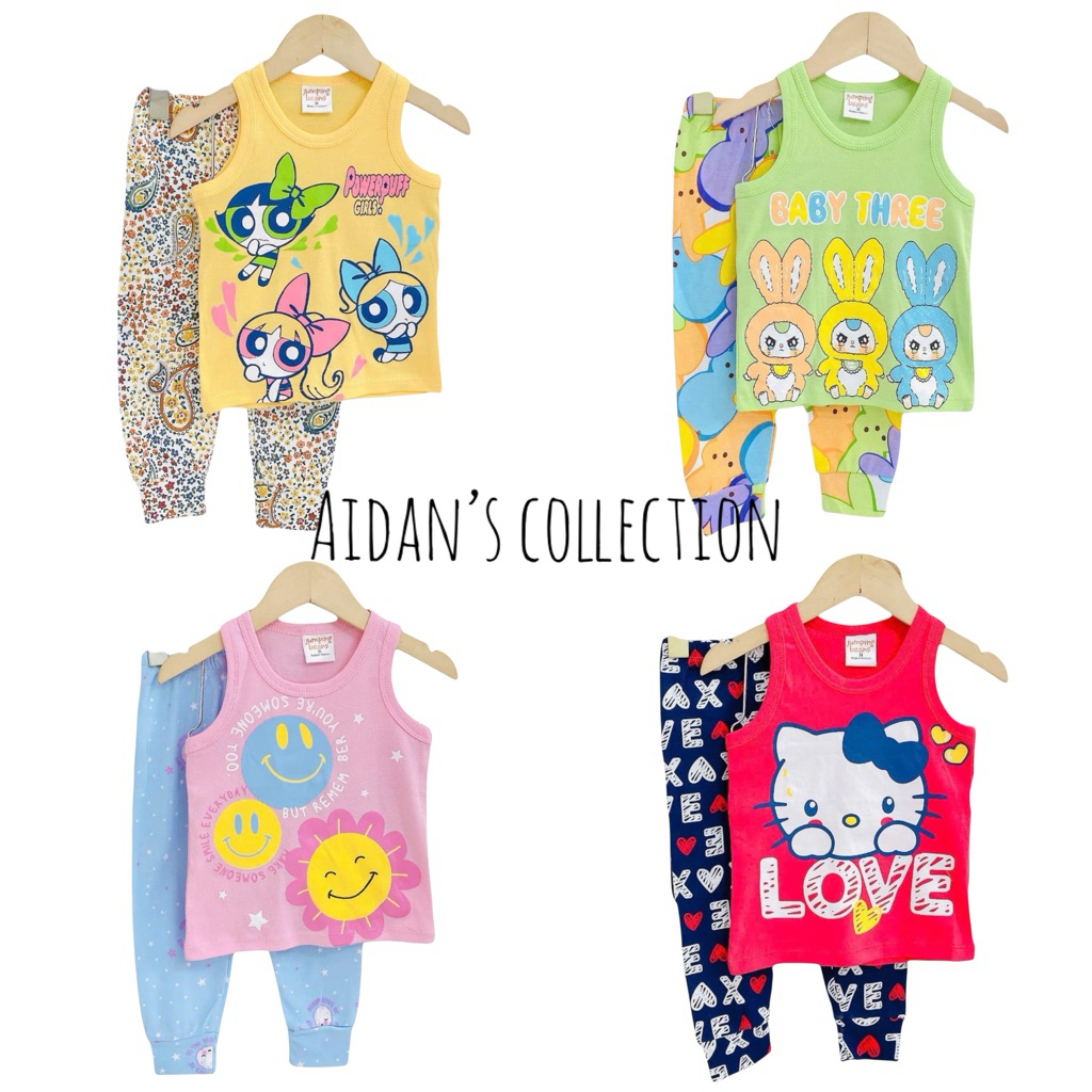 Singlet Set with Long Pants Girl Jumping Beans / Set Singlet dengan ...