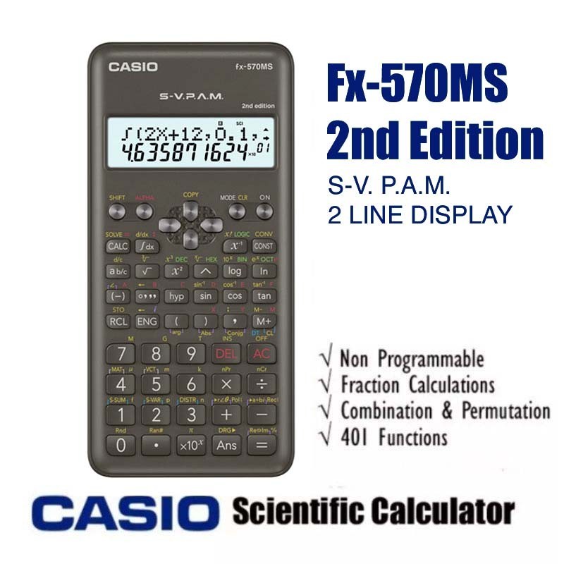 【2nd Edition】CASIO FX-570MS Scientific Calculator | Kalkulator ...