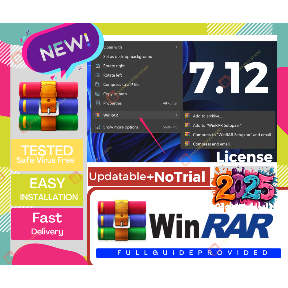 WinRAR PRO 7 🔑 v7.12 | 𝑼𝑷𝑮𝑹𝑨𝑫𝑬 𝐔𝐏𝐃𝐀𝐓𝐀𝐁𝐋𝐄 | Extractor | ZIP EXTRACT FILE Rar & Zip | No Trial ...