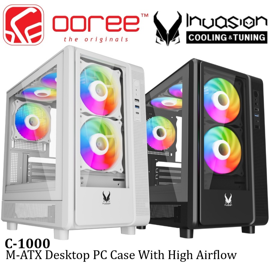 INVASION C-1000 M-ATX DESKTOP CASING / CASE WITH HIGH AIRFLOW / COMPACT ...