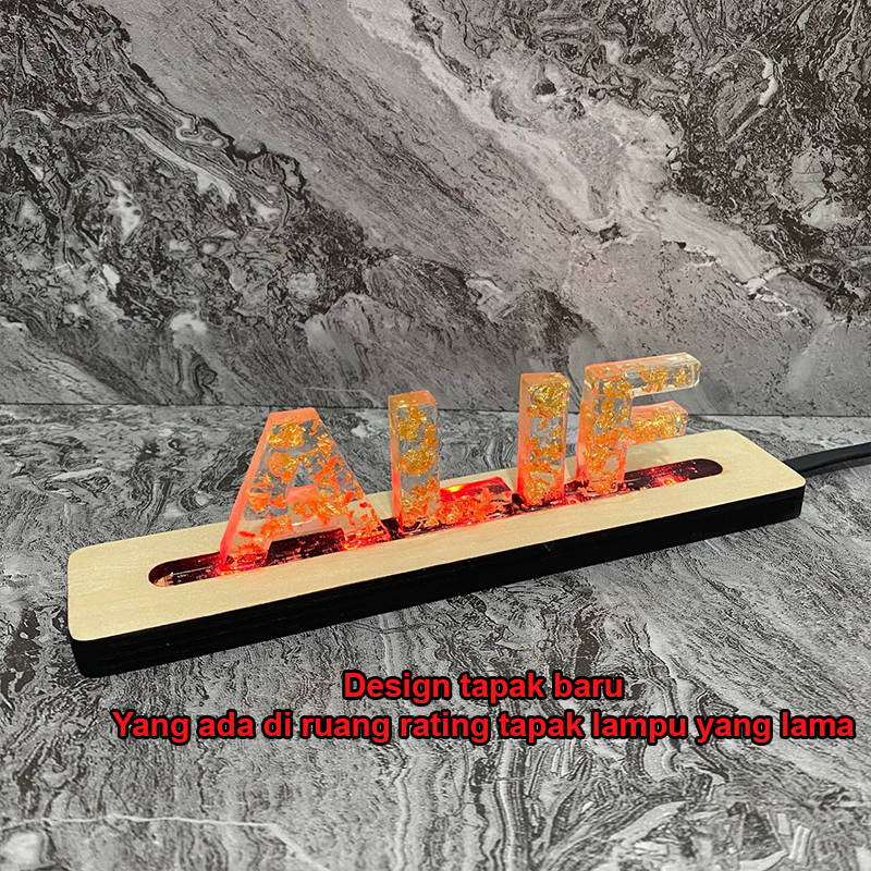 Lampu Nama Custom Resin Epoxy + LED strip light 5050 + 24key remote ...