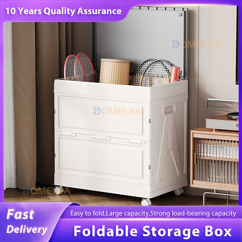 160l Large Capacity Storage Box Organizer Foldable Stackable With Wheel ...