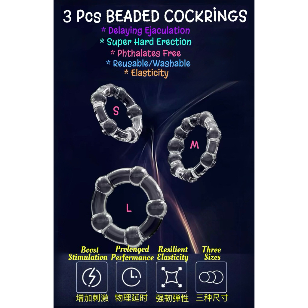3Pcs Silicone Beaded P3nis Rings Delaying Ejaculation Cock Rings Lock ...