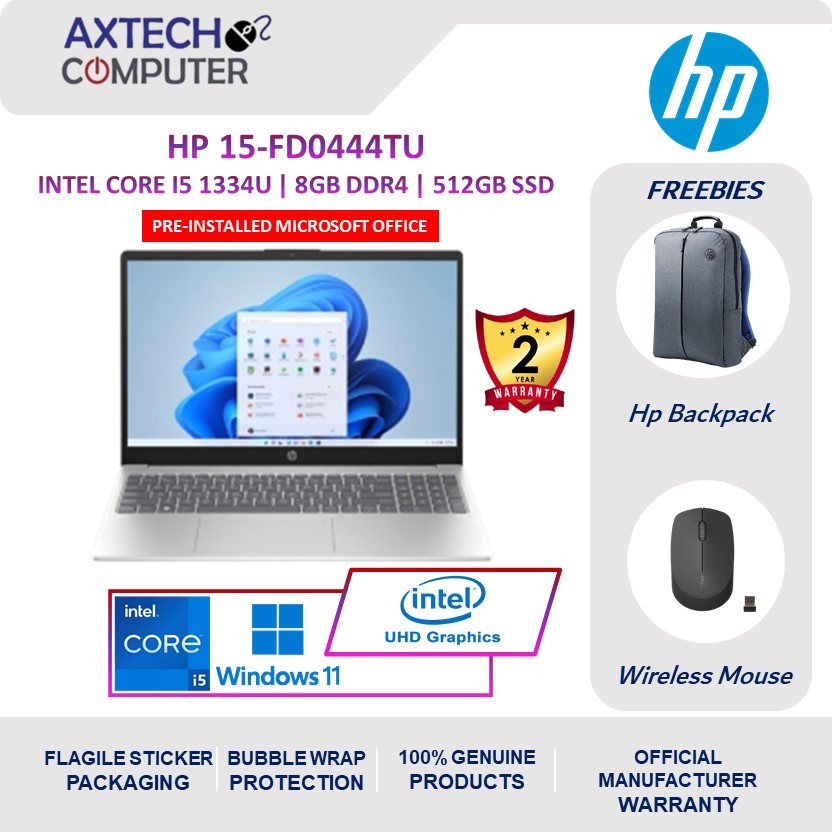HP 15-fd0444TU 15.6" FHD Laptop Moonlight Blue ( i5-1334U, 8GB, 512GB ...