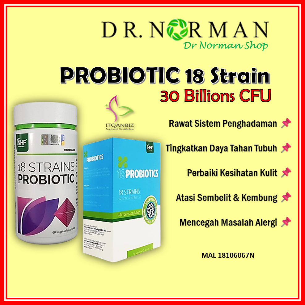 DR NORMAN - NHF Probiotik & Prebiotik 18 Strain Bakteria (18 Strains ...