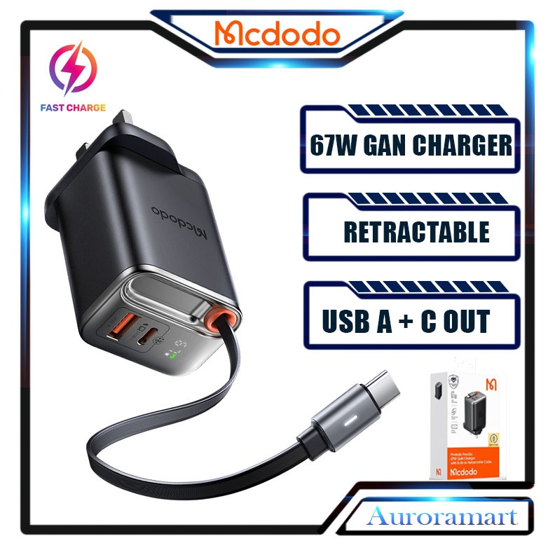 Original Mcdodo Fast Charging Charger With Build In Type C Retractable ...