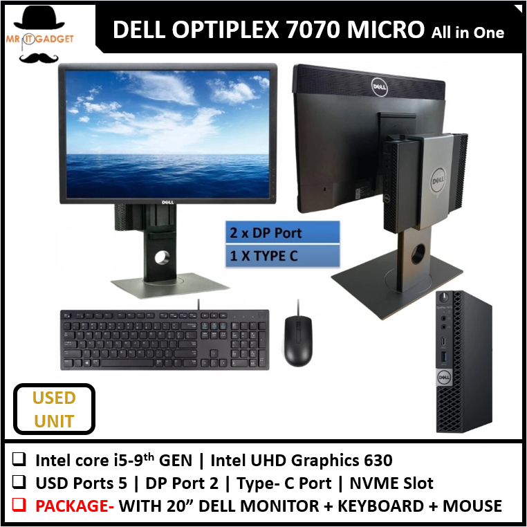 Dell OPTIPLEX 7070 Micro PC FULL SET BUILT IN WIFI Core i5-(9th GEN) 20 ...