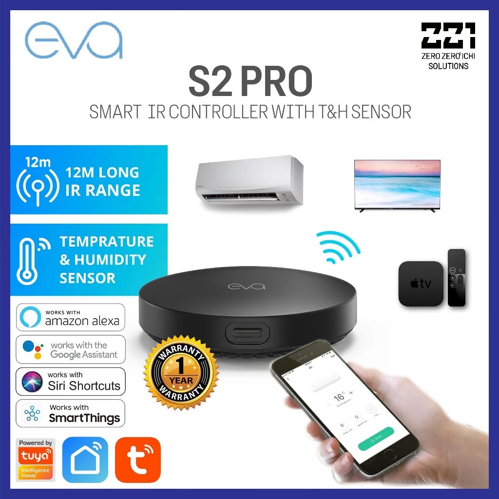 [NEW] Eva S2 Pro Universal WiFi IR Controller AC/TV/Ceiling Fan (12M ...
