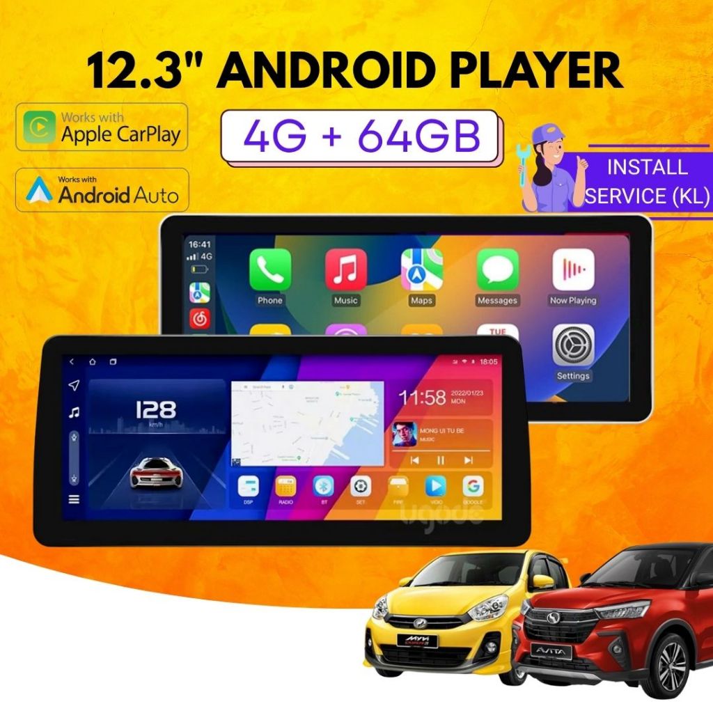 12.3 inch car android player 4+ 64 GB Ram apple carplay androidauto ...