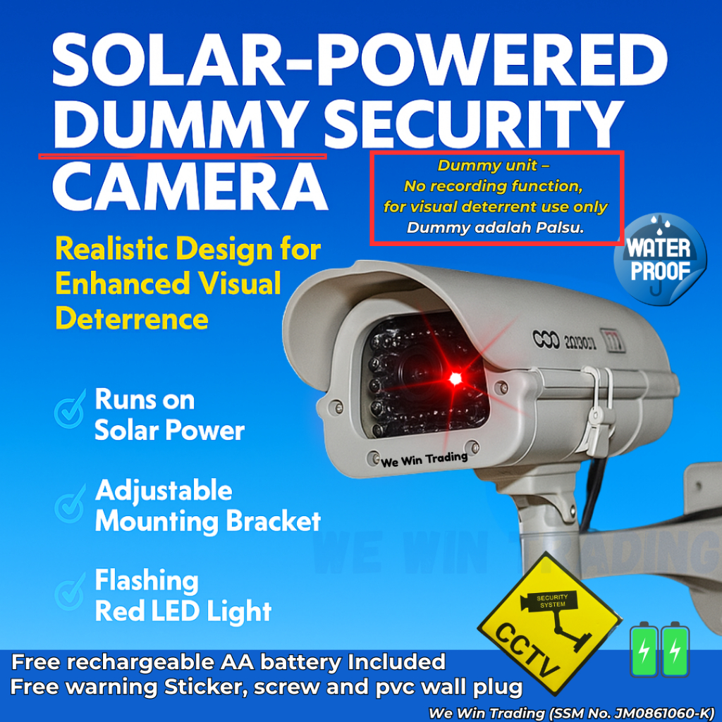 Solar Powered Dummy CCTV Security Camera with Flashing LED Waterproof ...