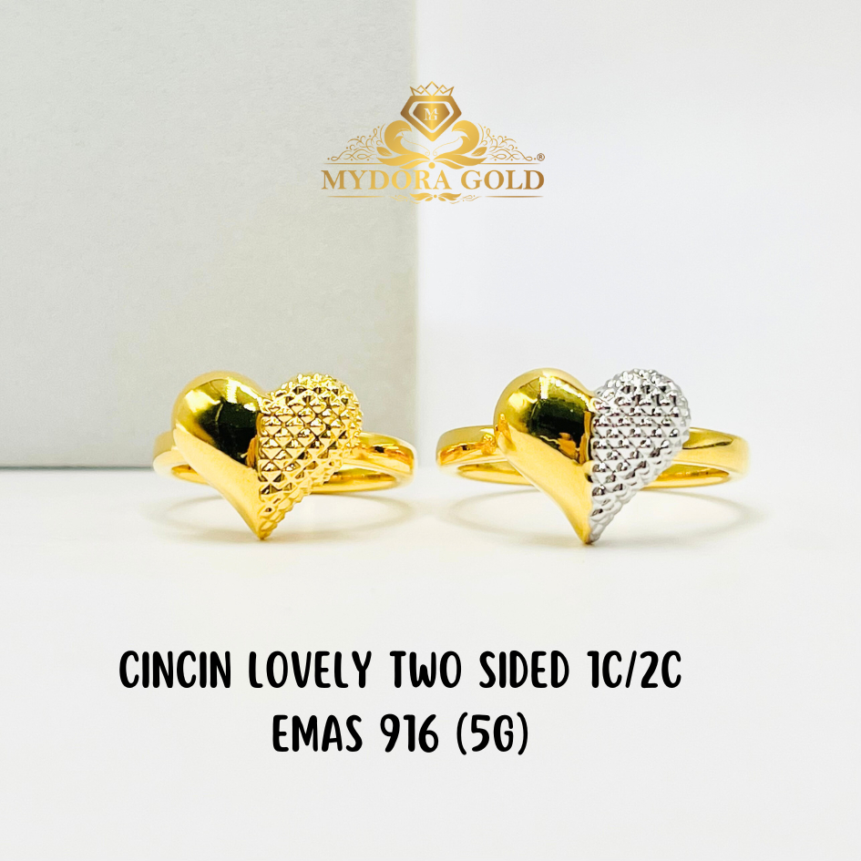 MYDORA Cincin Lovely Two Sided 1C/2C (5G) l EMAS 916/22K | Shopee Malaysia