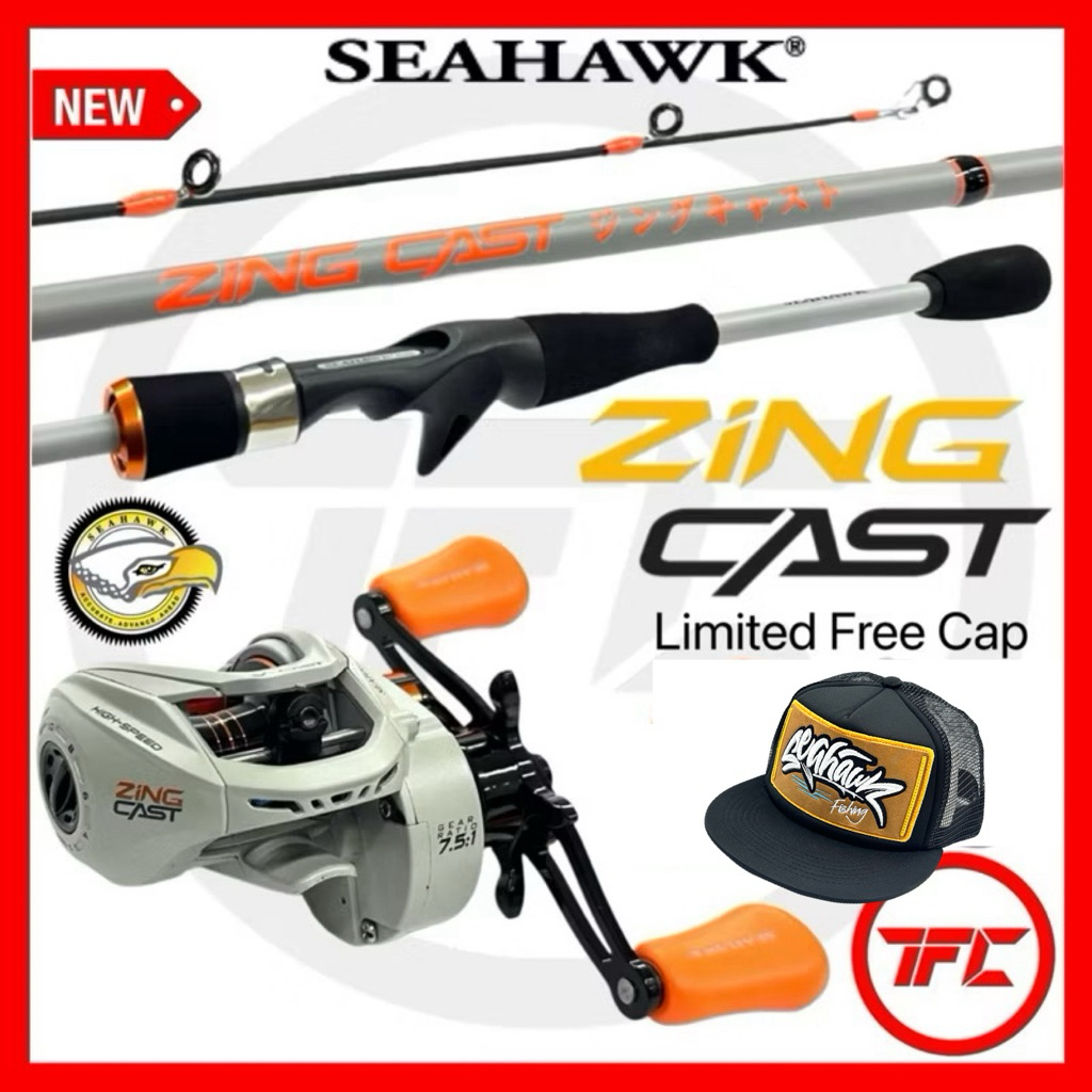 SEAHAWK ZING CAST 103HSL ZC602MB Baitcast Reel & Rod Mesin Joran ...