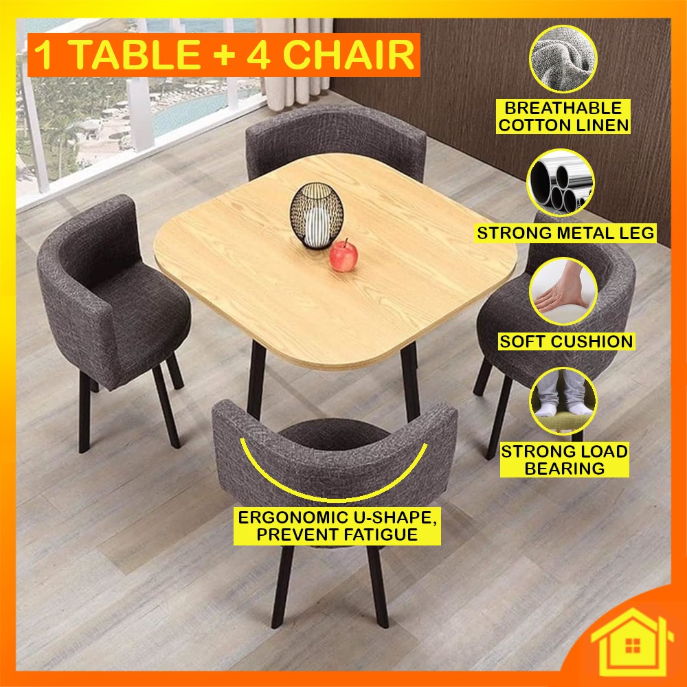 [OneHome] Dining Table Chair Simple Kitchen Home Meal Fabric Wood ...