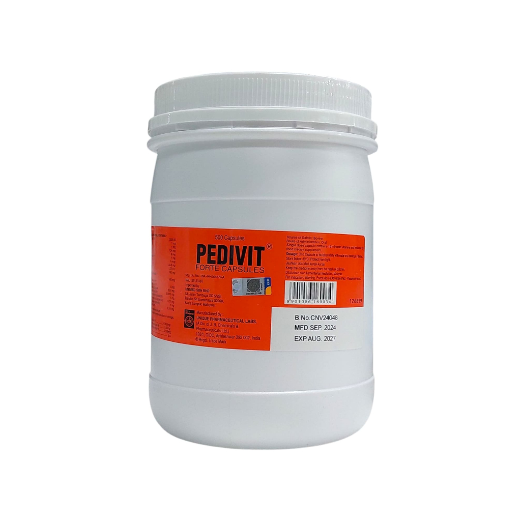 PEDIVIT FORTE CAPSULES 500's (MULTIVITAMIN & MULTIMINERAL) | Shopee ...