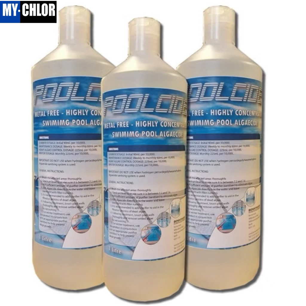 MY-CHLOR 1 Litre Pool ALGAECIDE 20% (Algae Prevention) for swimming ...