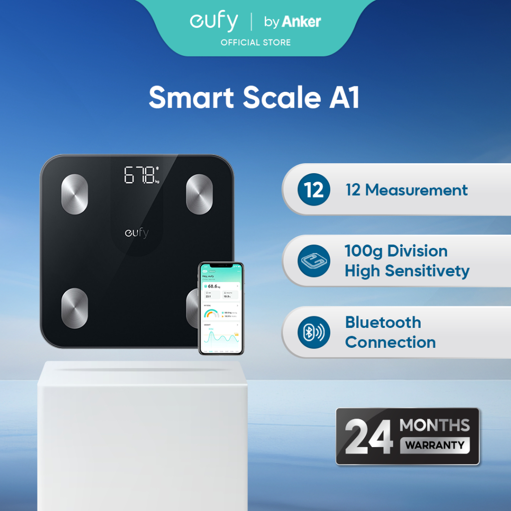 eufy Smart Scale A1 Bluetooth Connection 12 Measurements - Black/White ...
