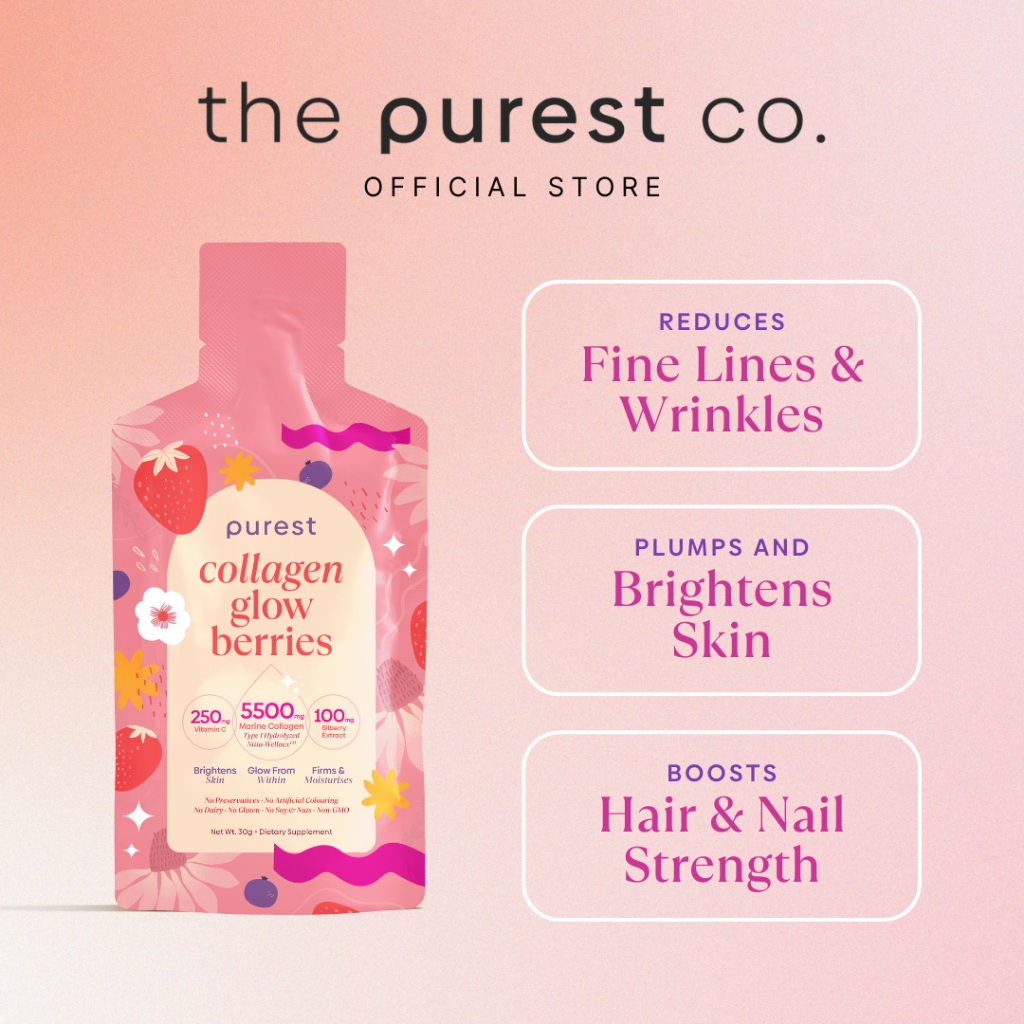 Purest Co Collagen Glow Berries - Collagen Drink for Skin Glow, Firming ...