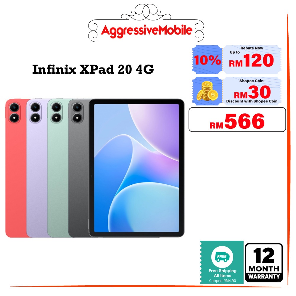 Infinix XPad 20 4G [128GB ROM+6GB RAM | 7000Mah Bateri] - 1 Tahun Jaminan - 1 Year Warranty ...