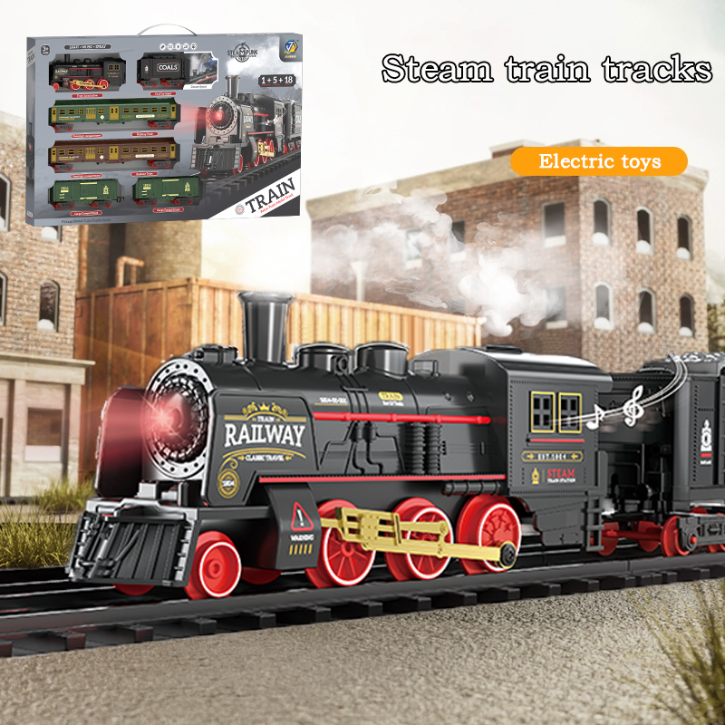 Electric Steam Spray Train Track Set DIY Toys Educational Toys Mainan ...