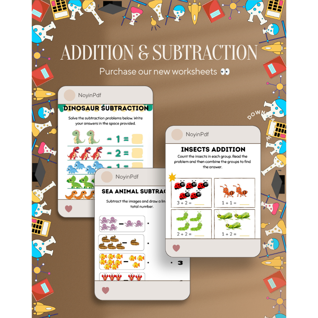 Digital PDF | Addition and Subtraction Worksheets - 20 Pages of ...