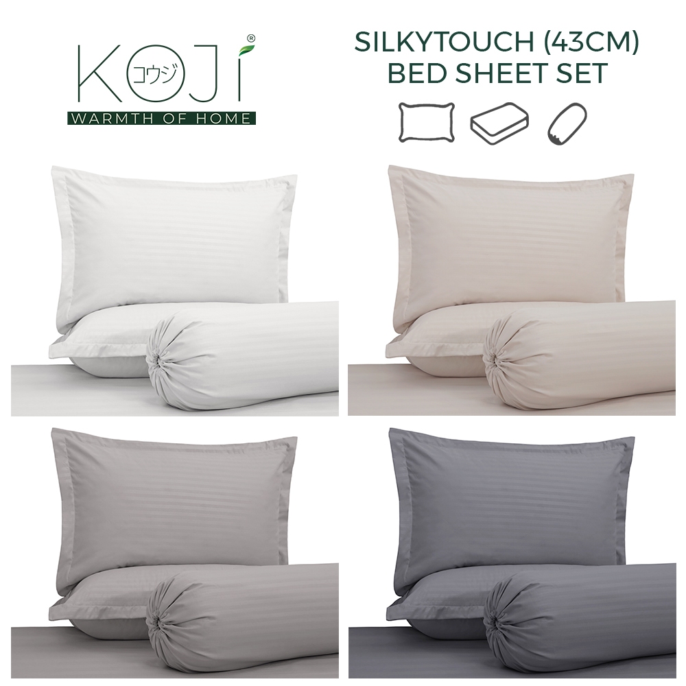 KOJI Silky Touch- Emboss Series- 43cm Deep Pocket- Microfibre Bed Sheet ...