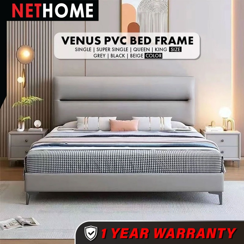 ⚡️NETHOME⚡️Venus PVC Leather Bed Frame – Single/Super Single/Queen/King ...