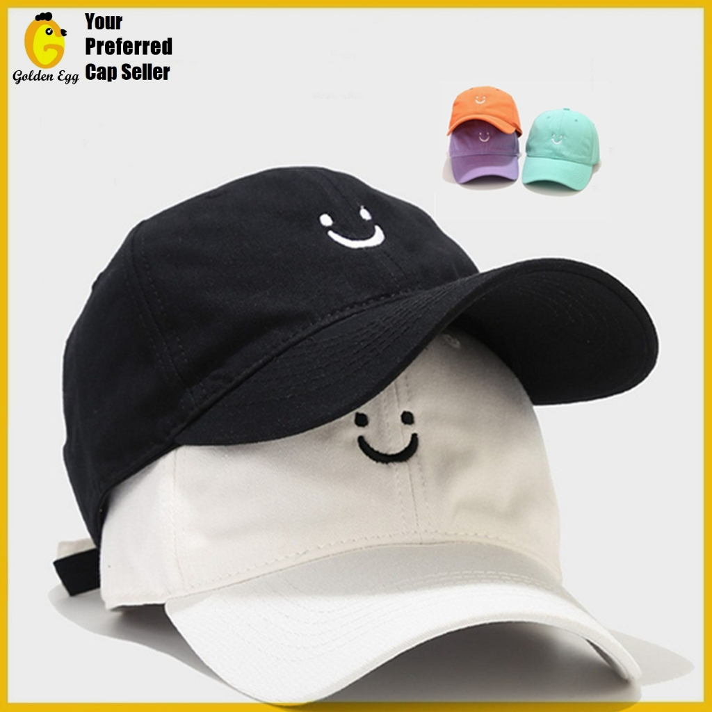 GEC Adult Unisex Simple Smile Baseball Cap Plain Cap Unstructured ...