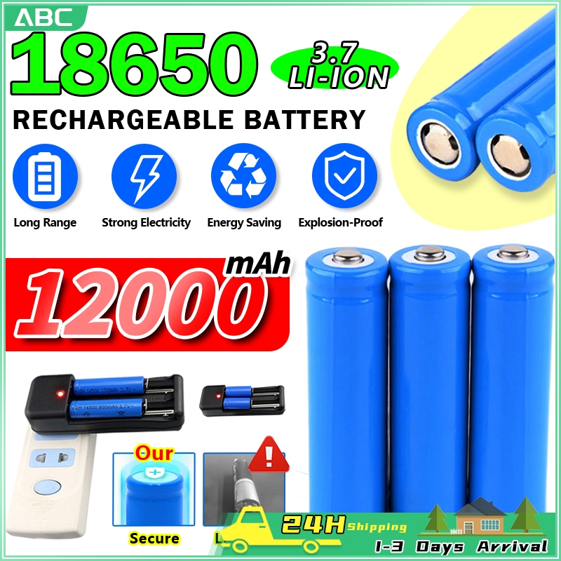 18650 Battery 3.7V Bateri Boleh Cas Semula Rechargeable 18650 Lithium Battery 20000mAh Flat Top ...